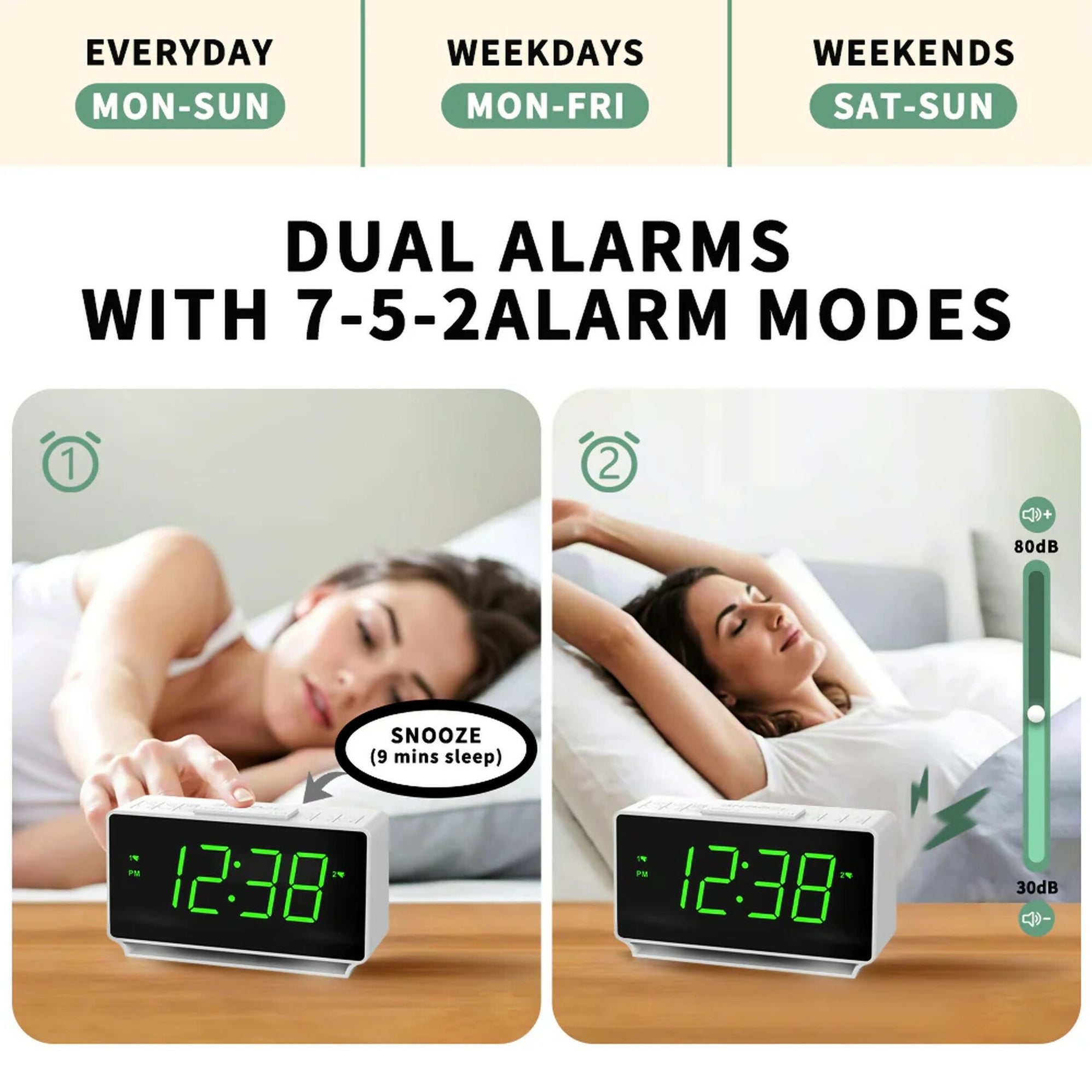 Digital Alarm Clock | LED Display, Temperature, USB/Battery |Singclub ...