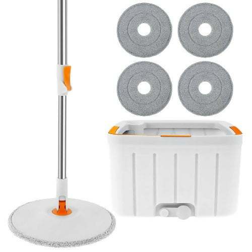 Spin Mop Bucket Set, Self Wringing Mope with 4 Microfiber Pads, Self S ...