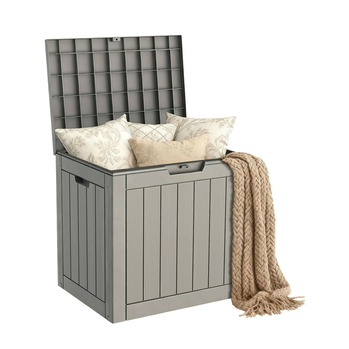 Outdoor Resin Storage Box with Lockable Lid | Grey — singclub