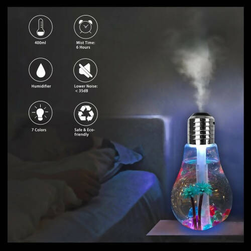 Bulb Humidifier, Unique Creative Bulb Shape 7 Colors Lighted cute Humi ...