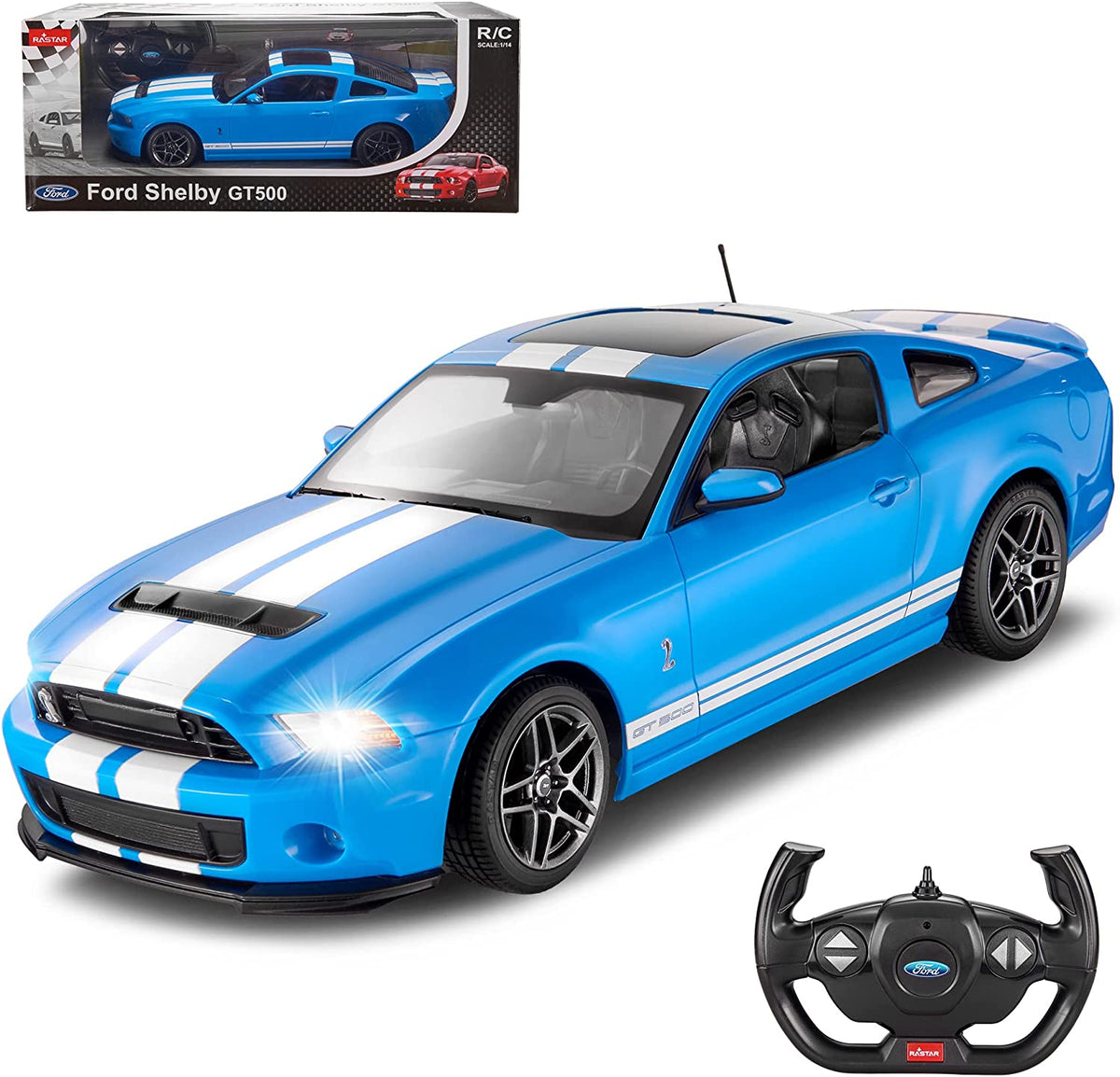 Rastar 1:14 Ford Shelby GT500 Remote Control Car with Working Lights ...