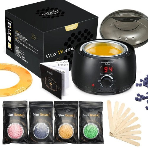 Wax Warmer, Hair Removal Kit with Adjustable Temperature, 4 Flavors, 1 ...